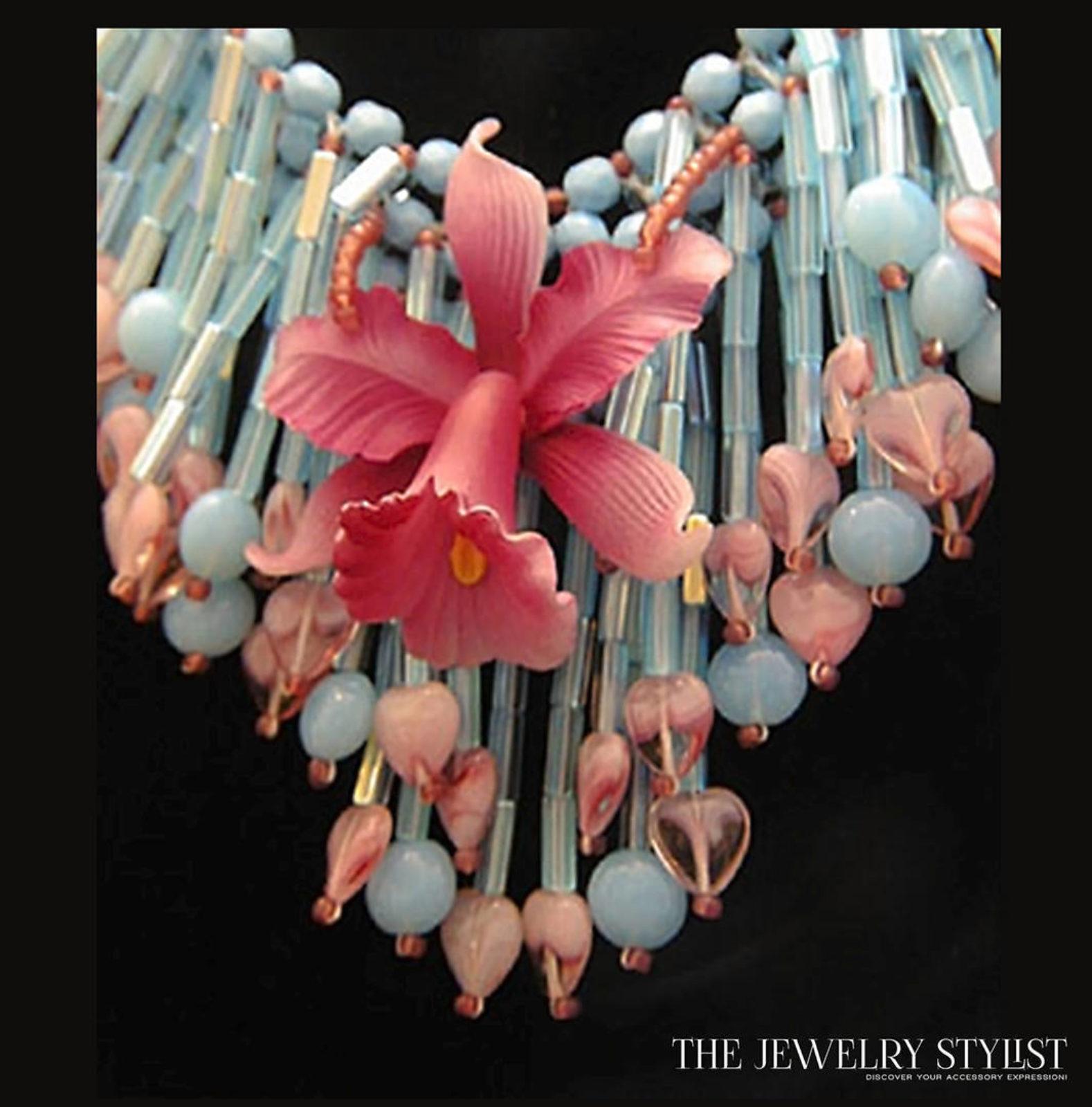 Ian St. Gielar Couture Drippy Woven Glass Iris Necklace