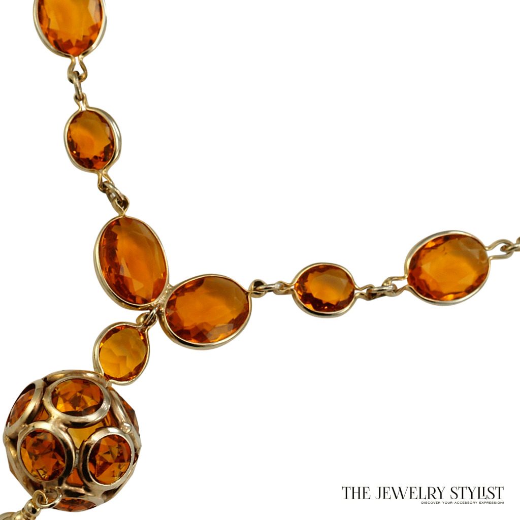 Fab Bezel Set Topaz-Colored Rhinestone Pendant Necklace