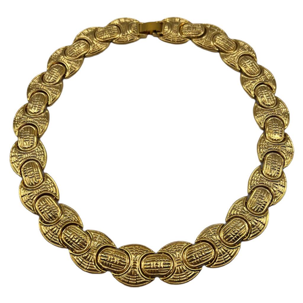 Beautiful 1990s Textured Gold-Tone Collar Necklace - The Jewelry Stylist
