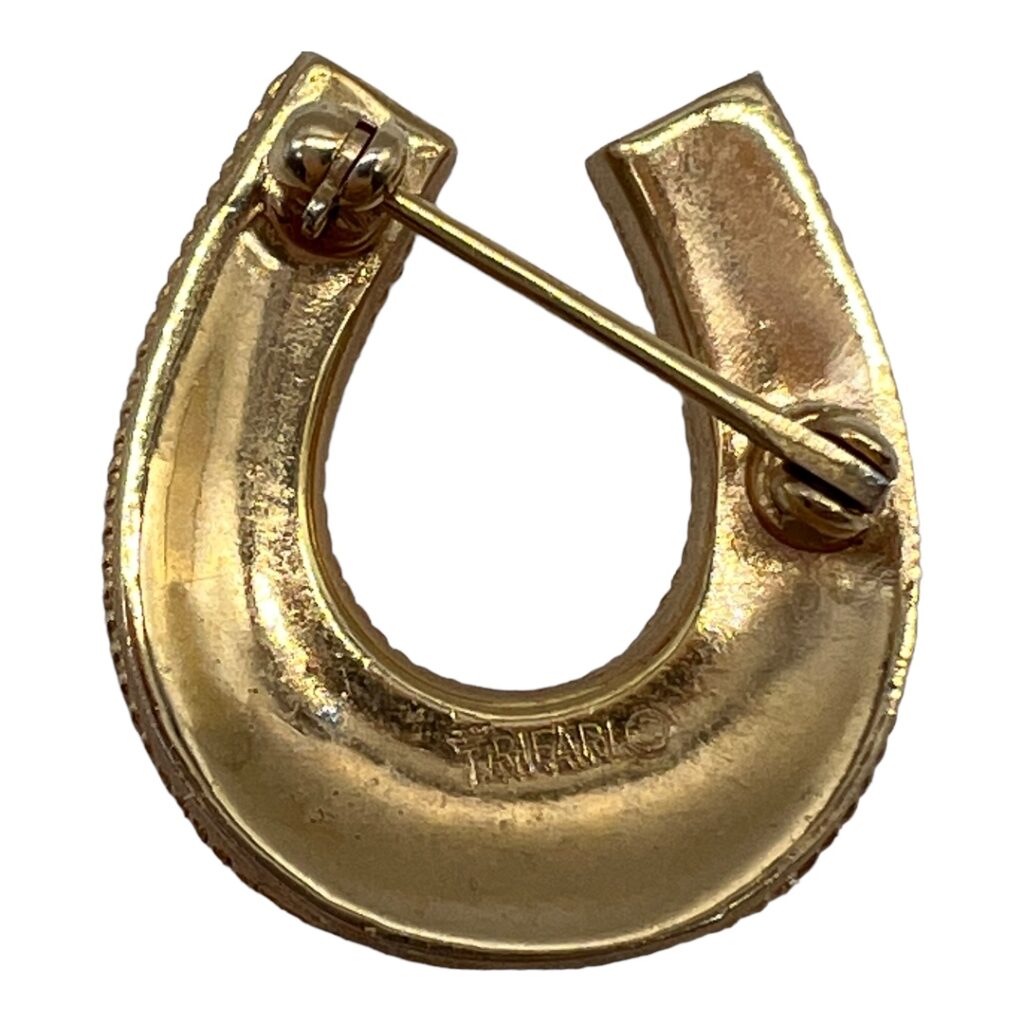 1950S Trifari Blue Enamel Horse Shoe Pin - The Jewelry Stylist