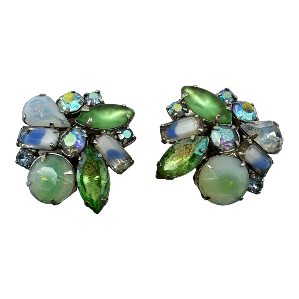 Kramer Earrings with Givre and Opalescent Rhinestones - The Jewelry Stylist