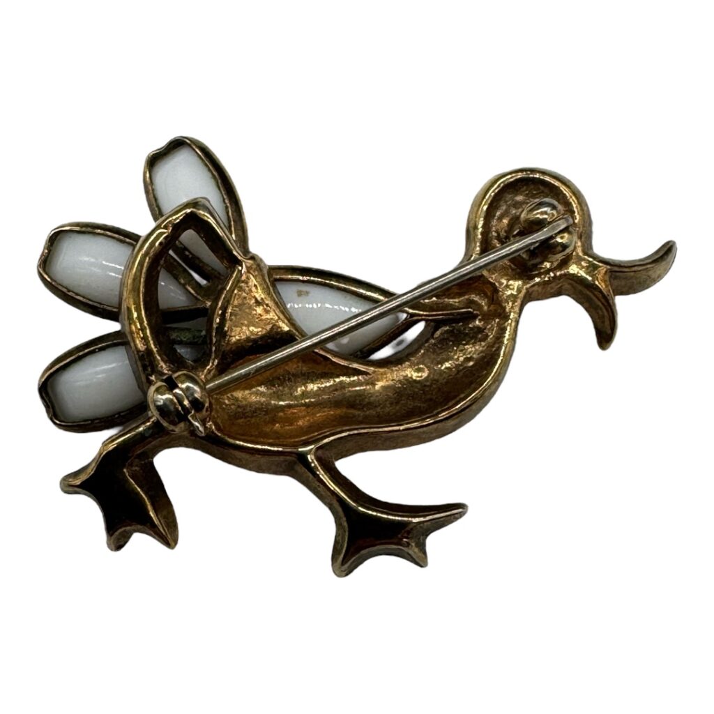 Trifari-Style Petalette Figural Duck Pin - The Jewelry Stylist
