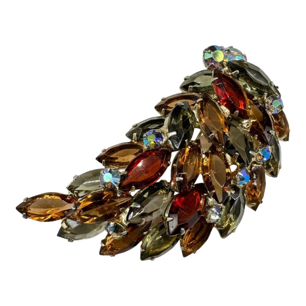 Large Amber-colored Juliana-Style Rhinestone Brooch - The Jewelry Stylist